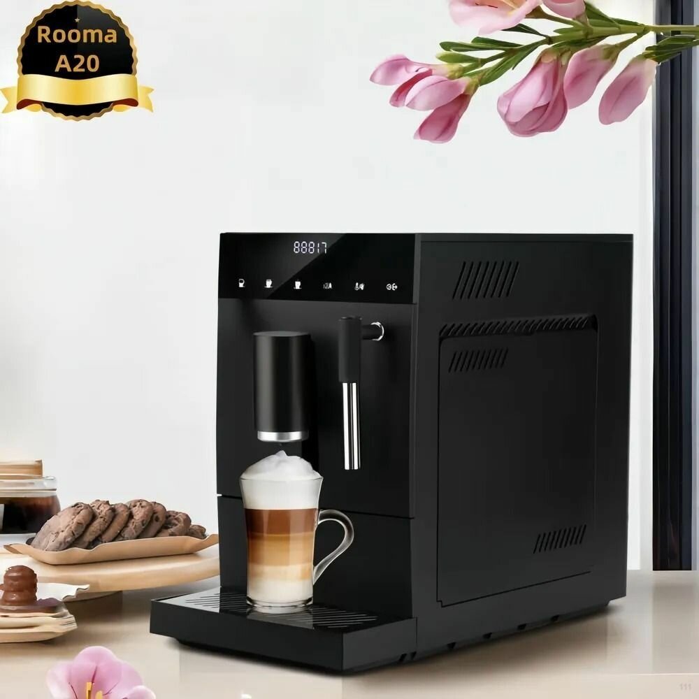 Кофеварка гейзерная электрическая Кофемашина для капучино Rooma A20, черный