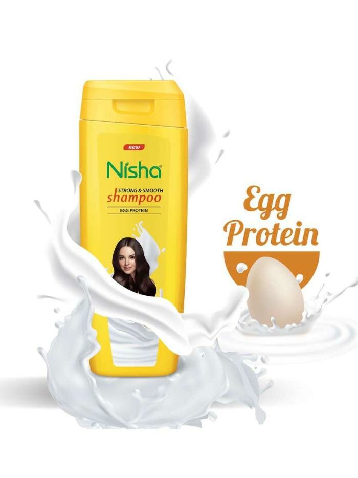 Strong & Smooth Shampoo EGG PROTEIN, Nisha (Шампунь для силы и гладкости волос яичный протеин, Ниша), 180 мл.