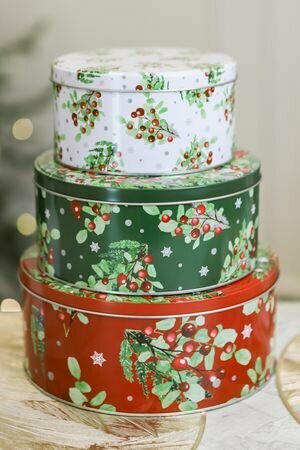 Набор коробок для хранения зимние краски, металл, 14-20 см, 3 шт, Koopman International 170490530