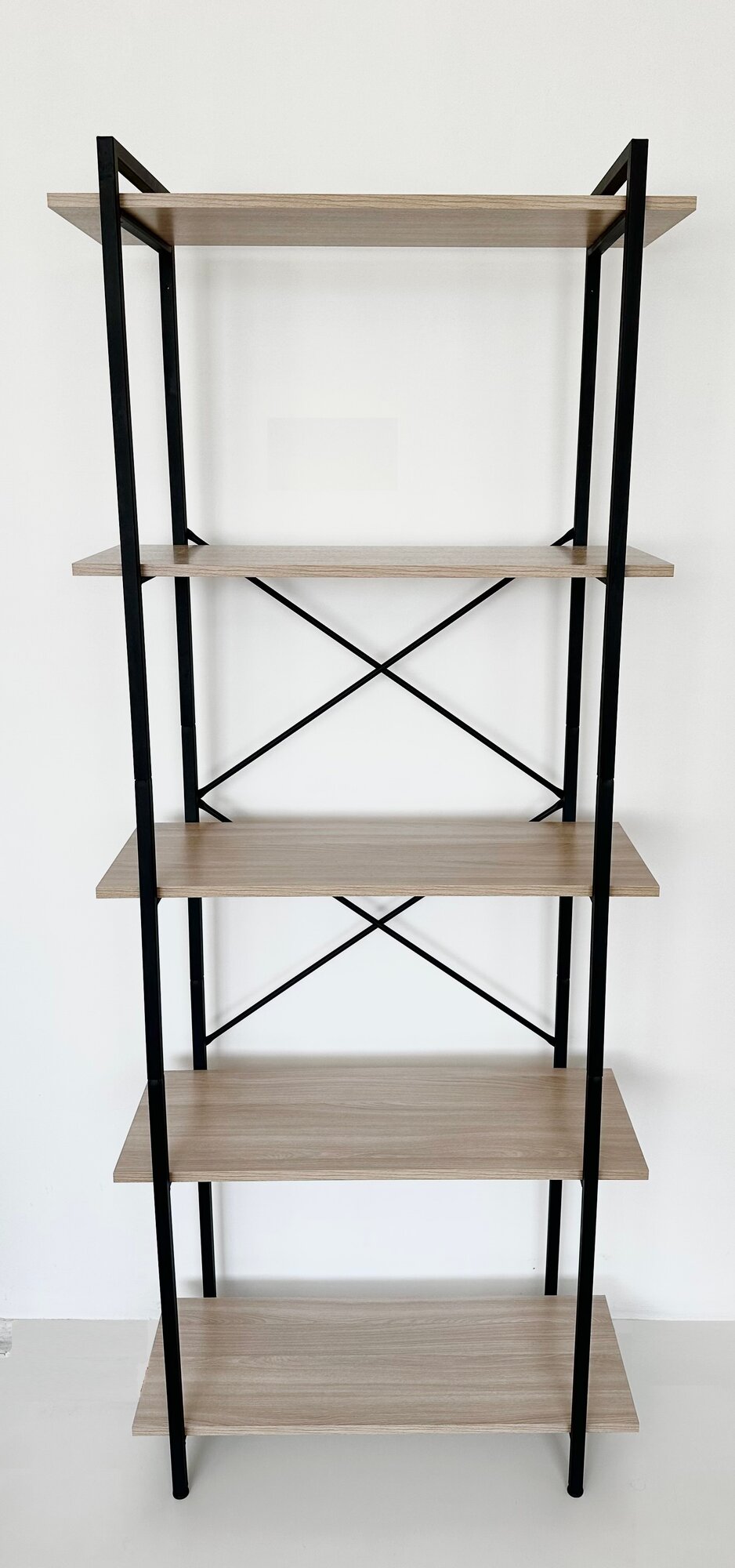 Стеллаж лофт СЛС4-1950, 5 полок, 800х360х1950 мм, металл/ЛДСП, ясень шимо светлый