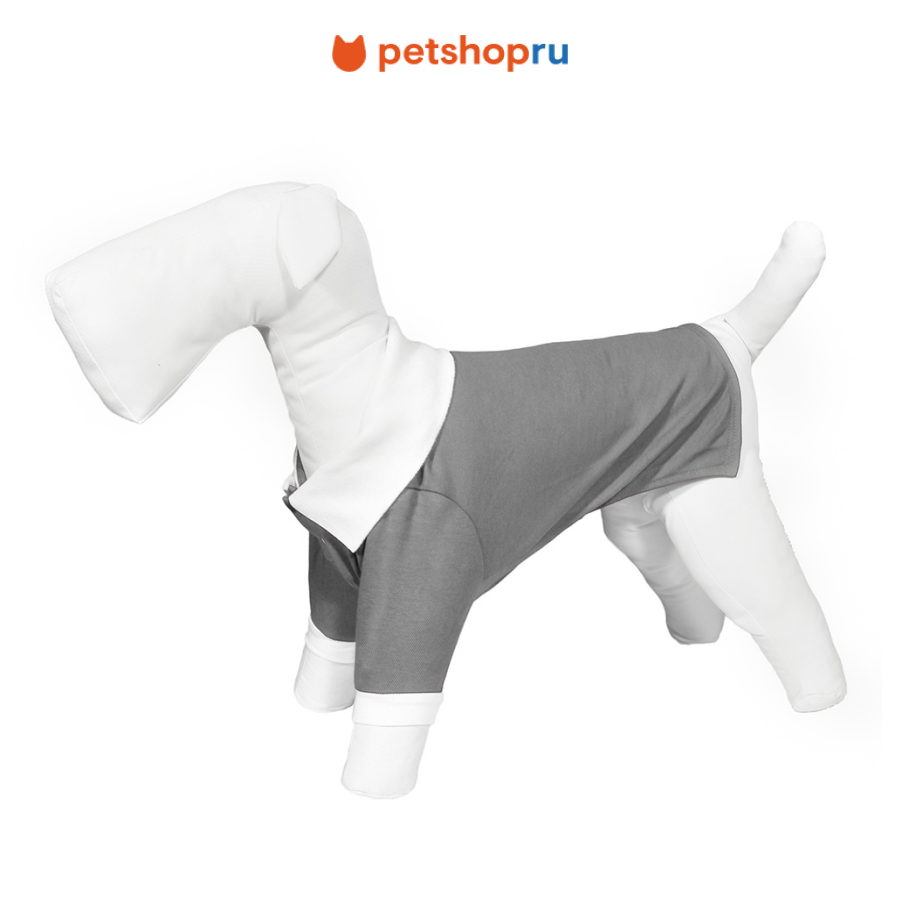LeLap Поло "Бон" для собак, серое, размер S, длина спинки 27 см