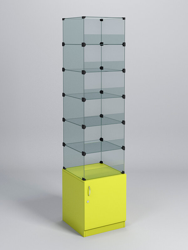 Витрина "КУБ" №606-КО стаканчик (без дверок, передняя стенка - стекло), Лайм