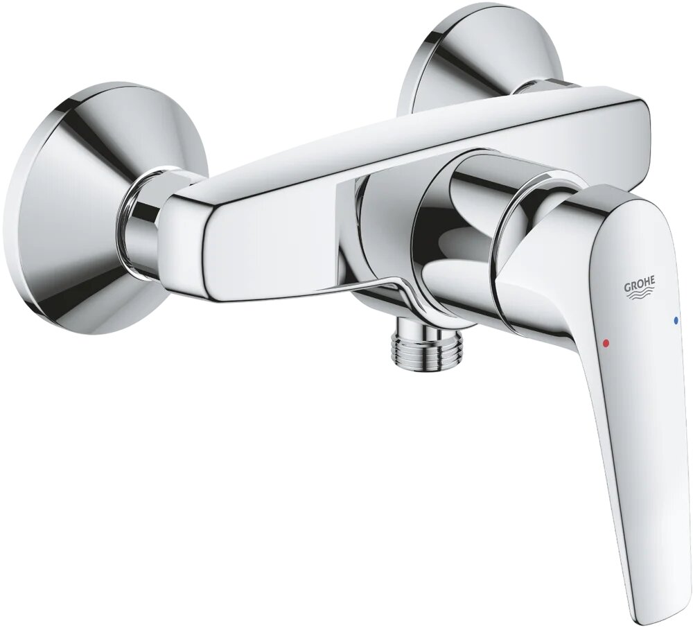 Смеситель для душа Grohe BauFlow 23632000 хром, глянцевый, настенный, латунный, однорычажный, без лейки, смеситель для ванны с душем