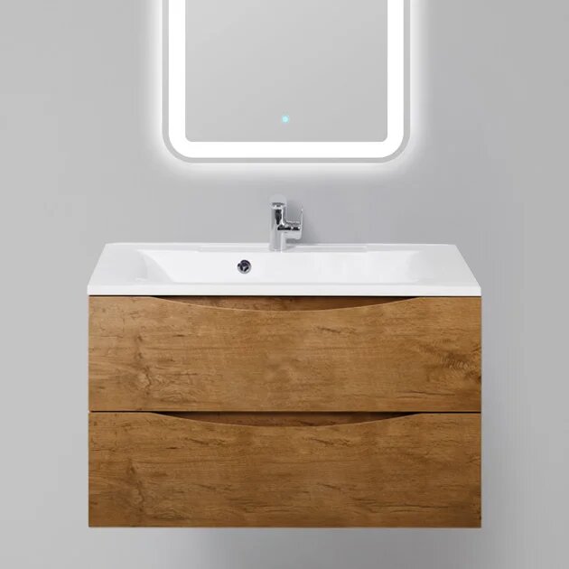 Тумба под раковину без столешницы BelBagno Marino 90 подвесная, светлое дерево, матовая, из МДФ, тумба для ванной, с ящиками, с доводчиками, лофт