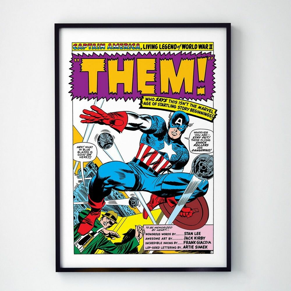 Плакат, постер Капитан Америка (Captain America) на бумаге, размер 21х30см