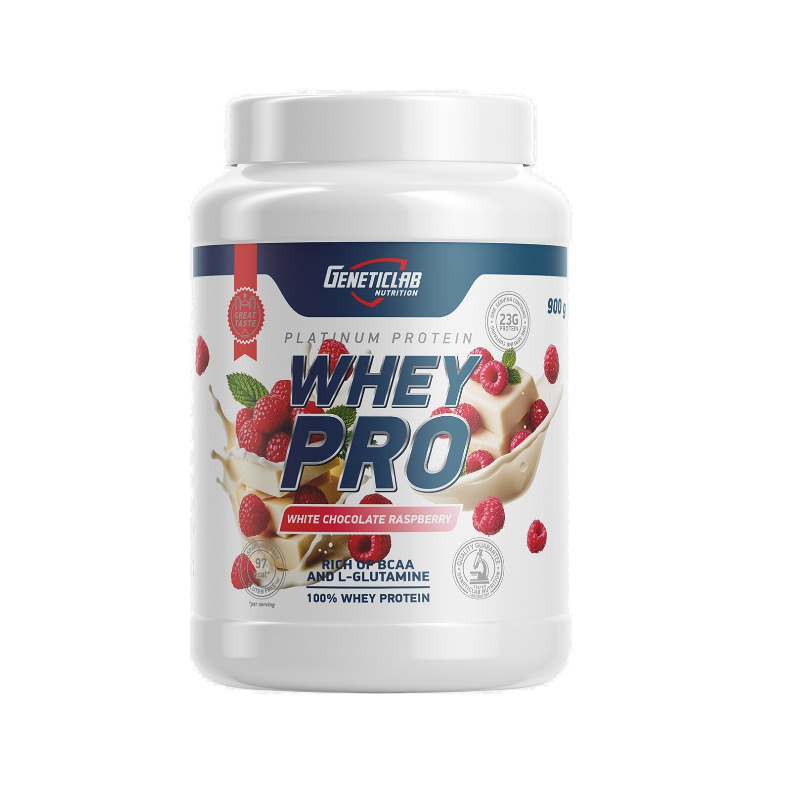Сывороточный протеин Geneticlab WHEY PRO 900 г Белый Шоколад Малина