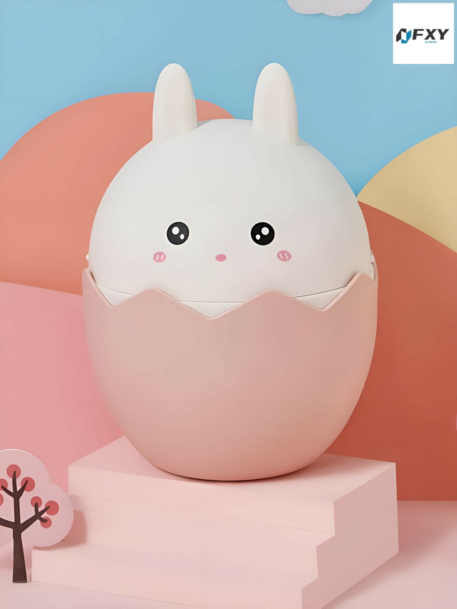 Эксклюзивная настольная корзина Lovely bunny с крышкой, розовый оттенок
