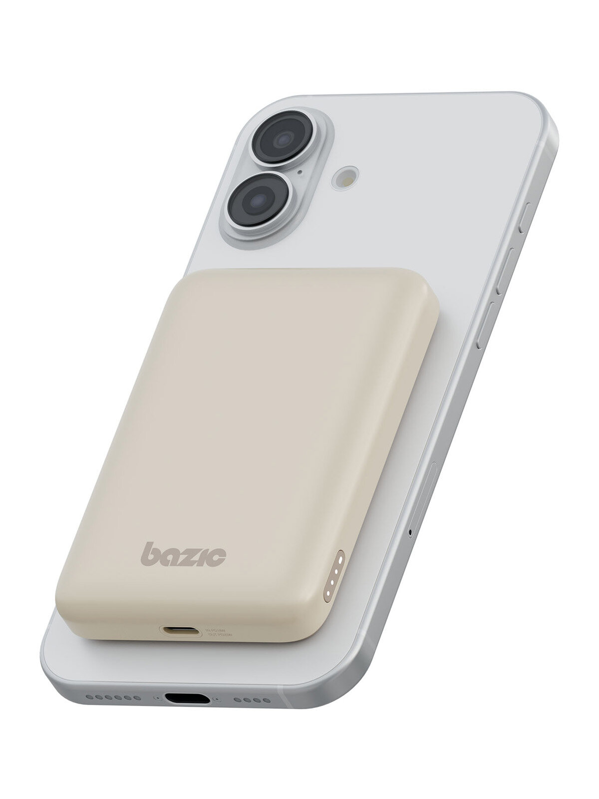 Внешний аккумулятор Energea Bazic GoPower SNAP 5K, 5000 mAh 3в1 MagSafe с поддержкой PD, с зарядкой Apple Watch, бежевый