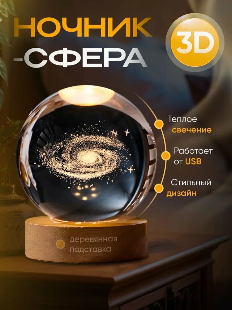 Ночник галактика детский светодиодный 3D