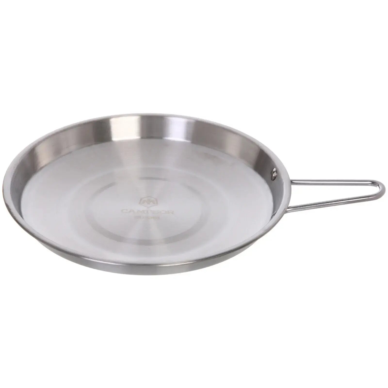 Тарелка походная металлическая 24х3см с ручкой, нержавеющая сталь, удобство в походах