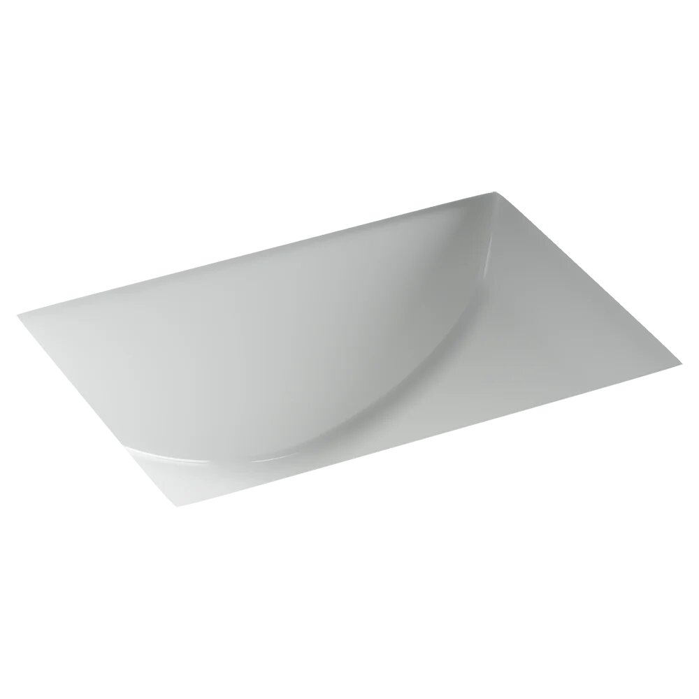 Раковина встраиваемая снизу Ceramicanova Era CN15002 46 без отверстия под смеситель, фарфоровая, раковина для ванной, белая, глянцевая, прямоугольная, со встроенным сливом-переливом