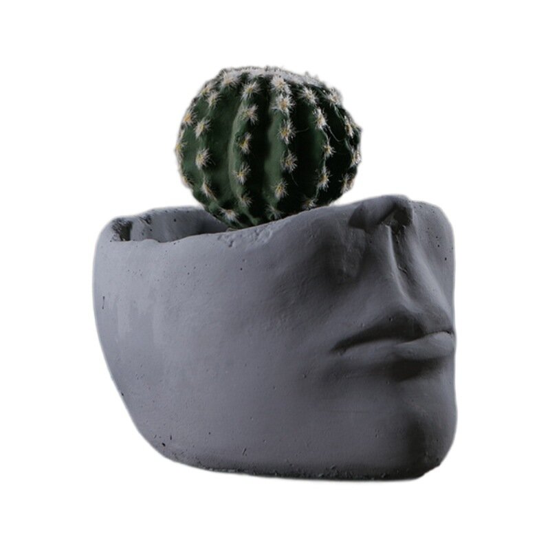 Креативный цветочный горшок из цемента с лицом, современный абстрактный цветочный горшок, художественная скульптура, кашпо, уникальный цветочный горшок в форме головы для суккулентов, кактусов, подсвечников, украшение для стола на балконе.