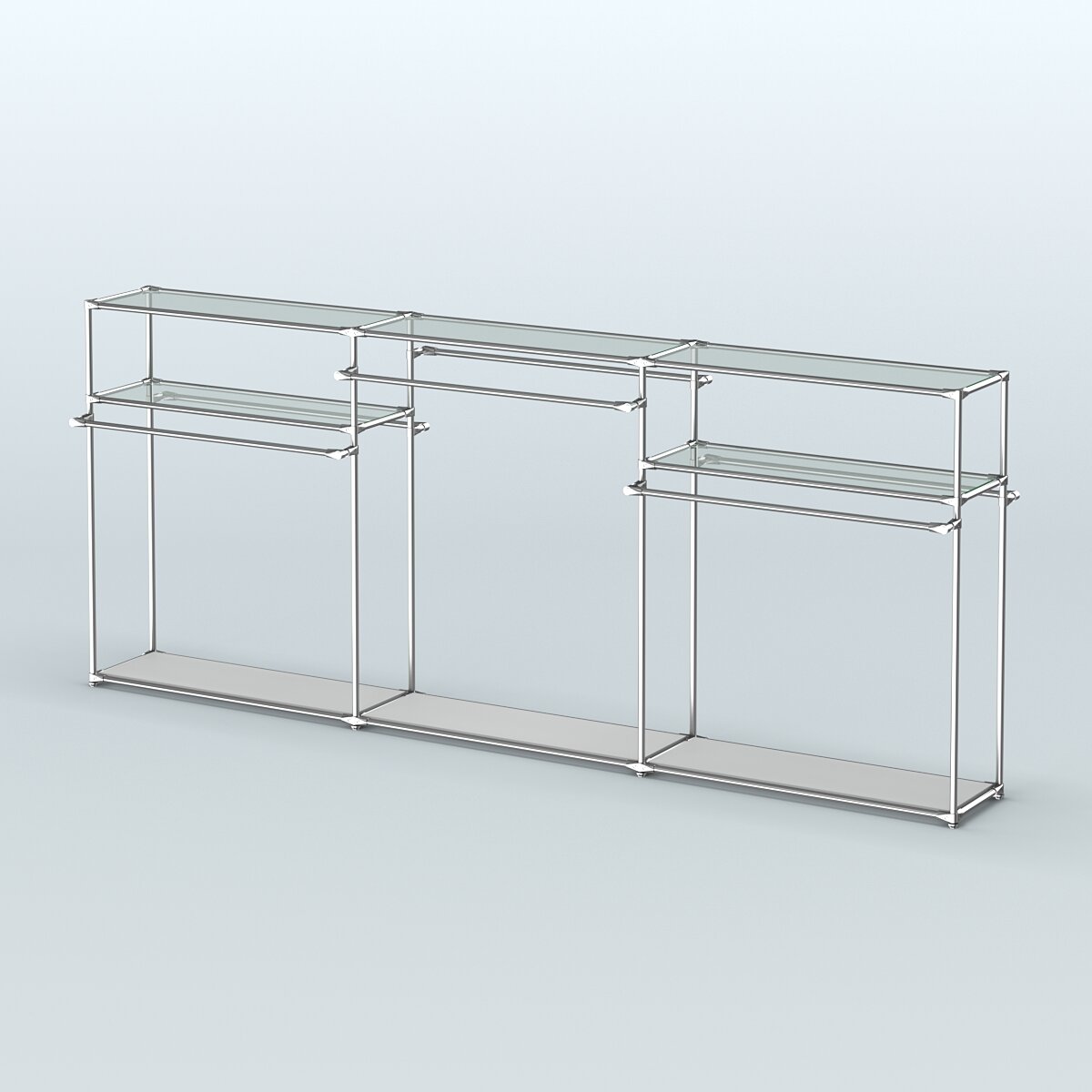 Островная торговая система хром 3600 мм с поручнями №6, Серый