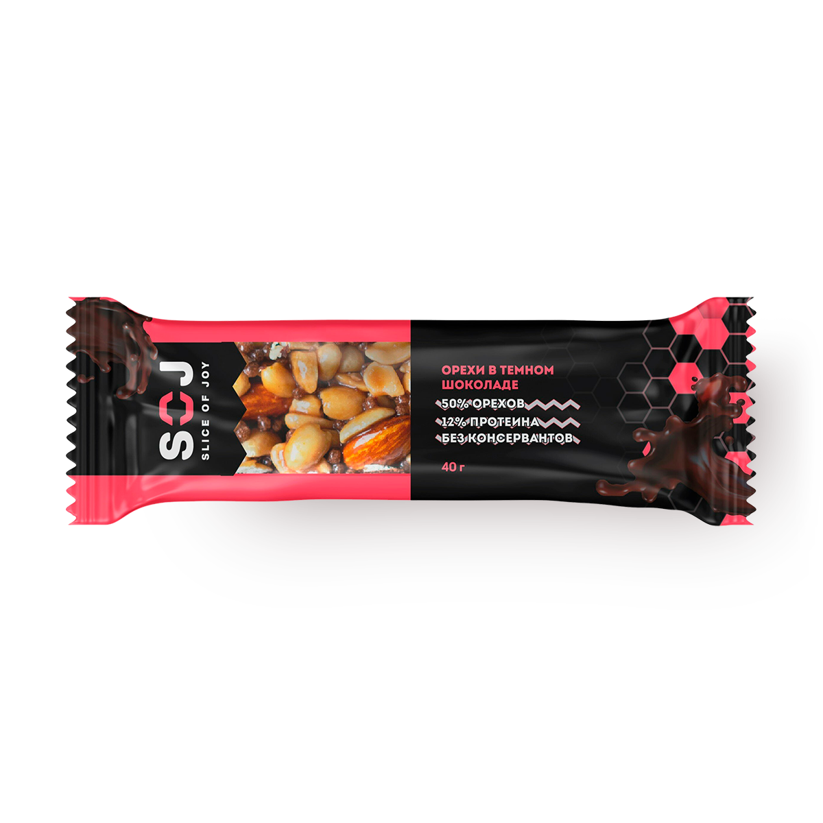 Батончик ореховый Soj со вкусом АйришКрим арахис-миндаль-горький шоколад