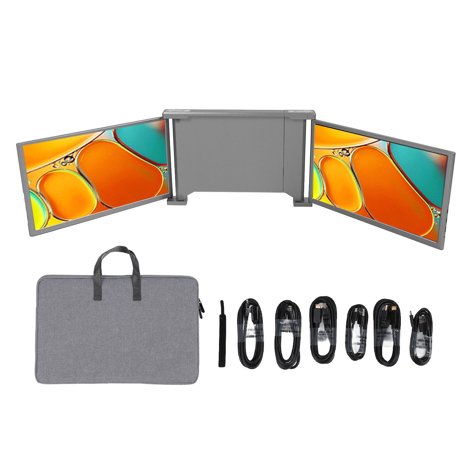 Расширитель экрана для ноутбука 14-дюймовый HD 1080P IPS складной портативный тройной монитор для ноутбука с выдвижной подставкой для ноутбуков с диагональю от 10,08 до 15,35 дюймов