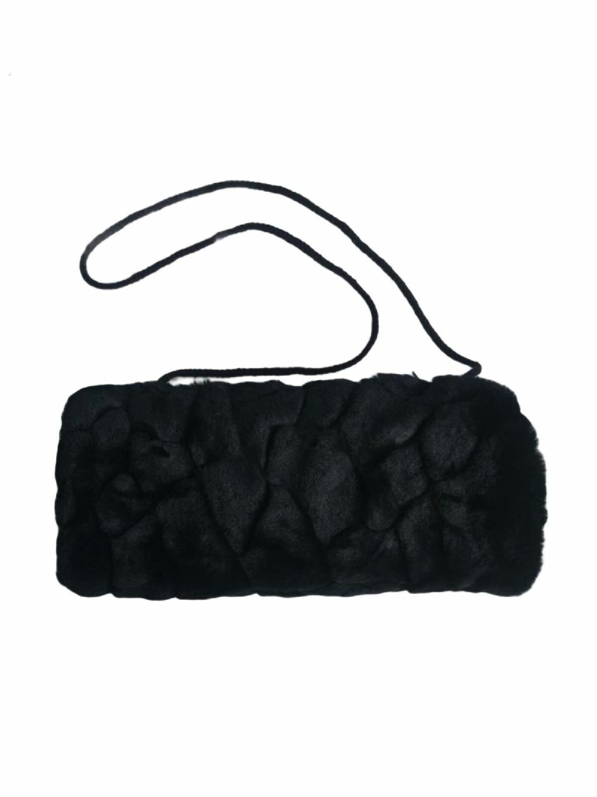 Муфта для рук из искусственного меха для взрослых Зимние теплые меховые муфты для рук со шнурком и карманом на молнии Практичные грелки для рук для ежедневного использования, Черный