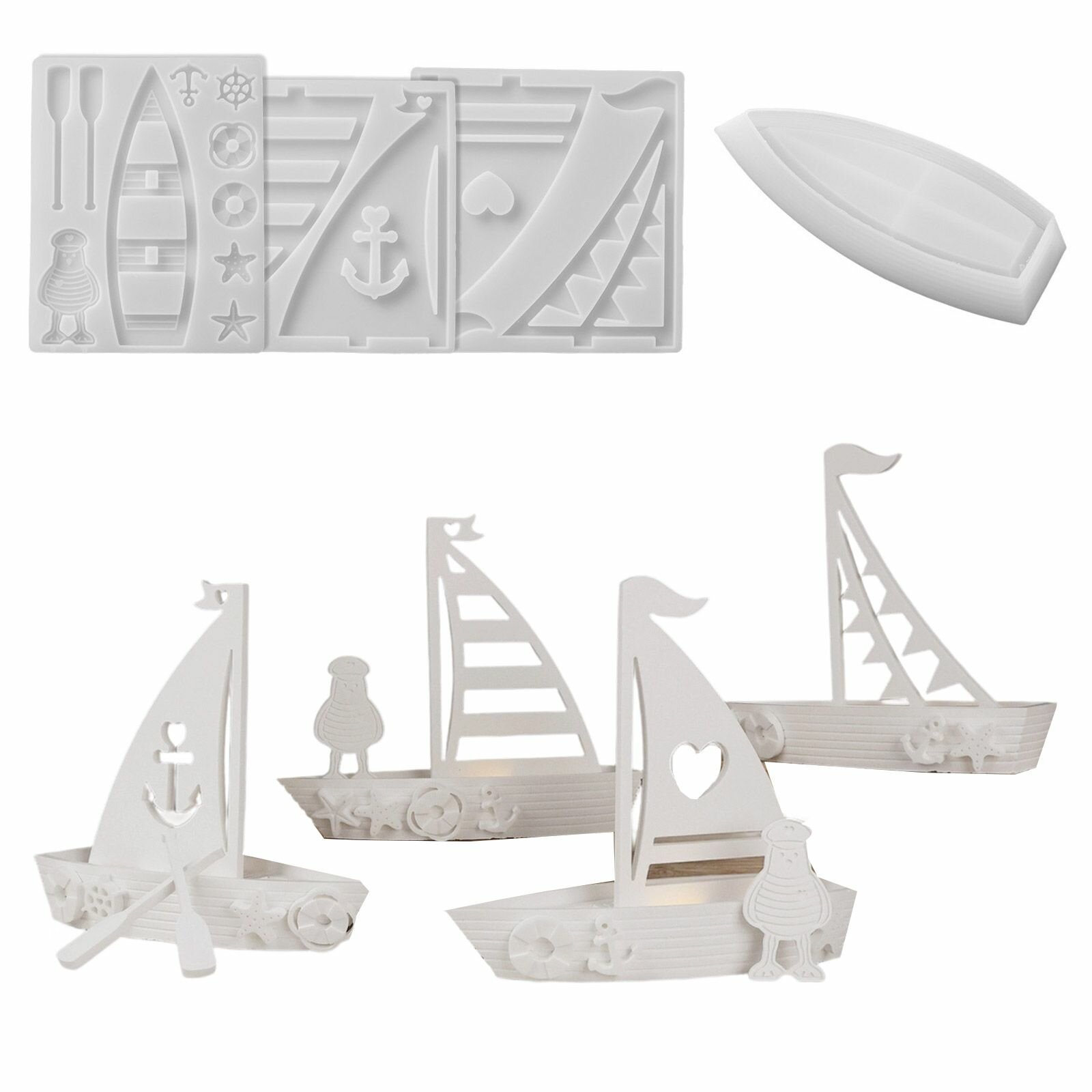 Силиконовая форма для свечей в форме корабля декора из цемента и гипса