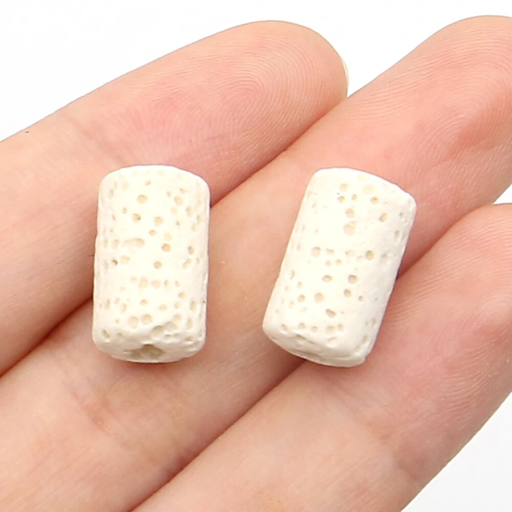 Бусины из вулканического камня 10 шт Белый, A-10pcs