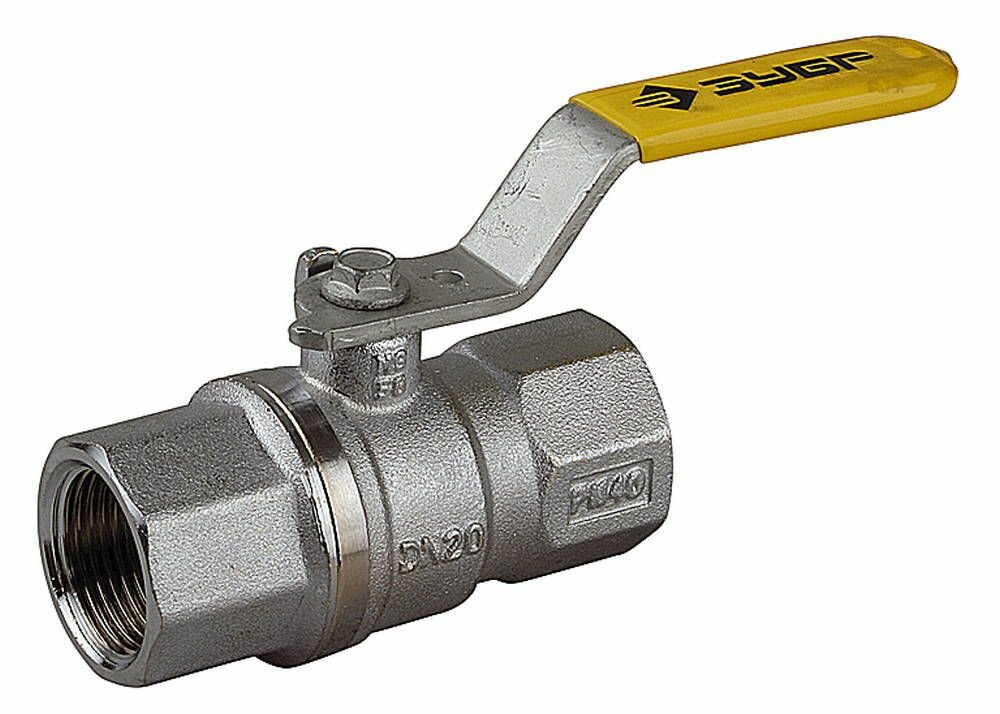 Полнопроходной газовый шаровой кран ЗУБР, d 3/4", ручка-рычаг "мама-мама" 4-51720-C-3/4