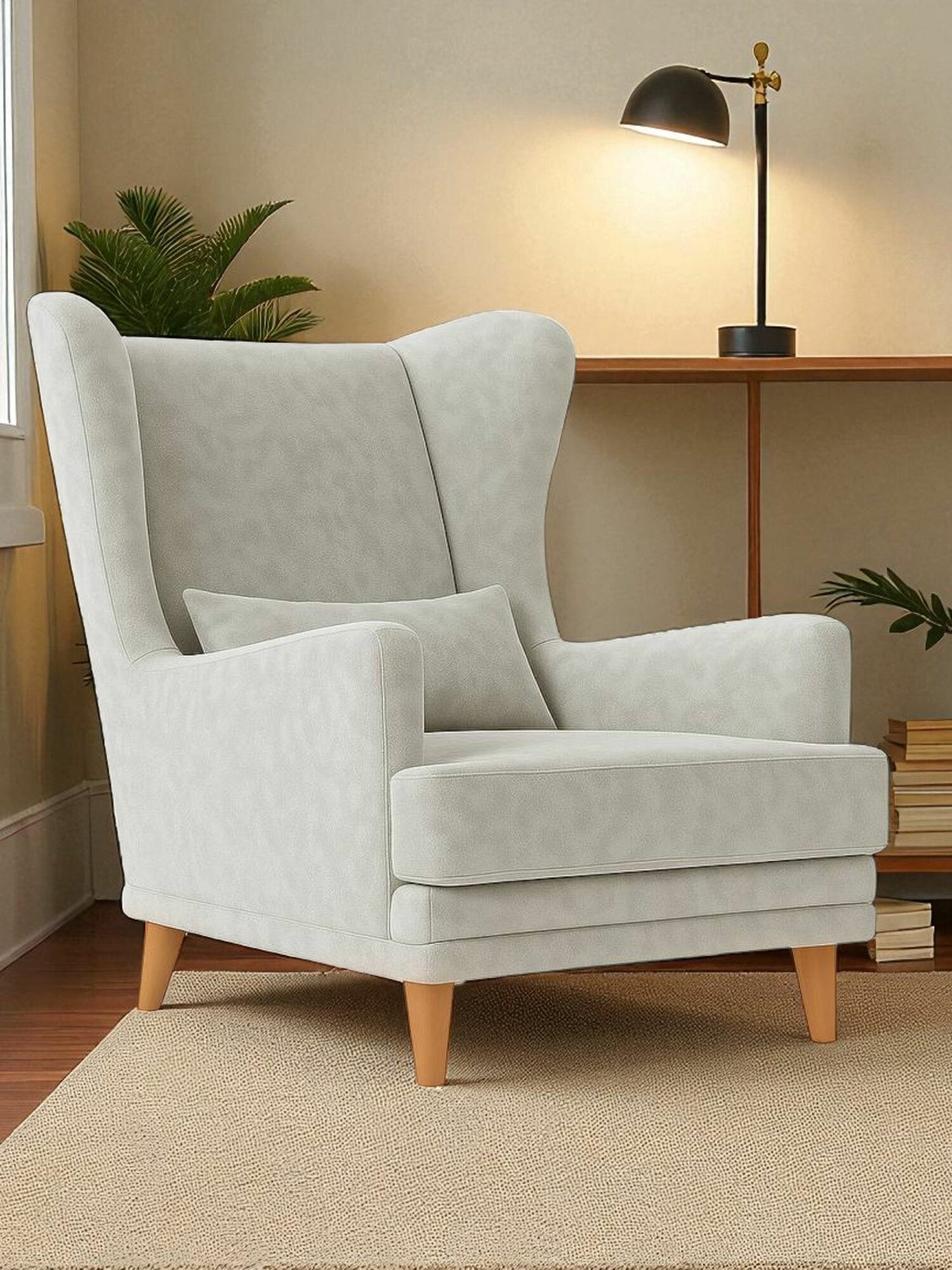 Кресло мягкое Вегас, кресло мягкое для дома светло-серый велюр Crush 2