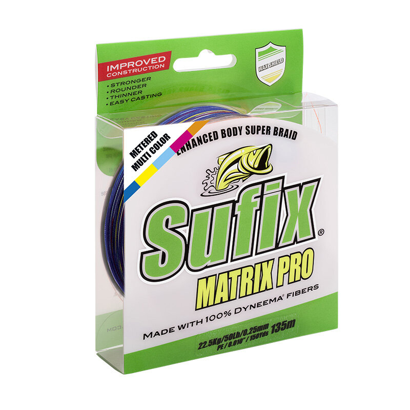 Леска плетеная SUFIX Matrix Pro разноцветная. 250 м 0.30 мм 27 кг
