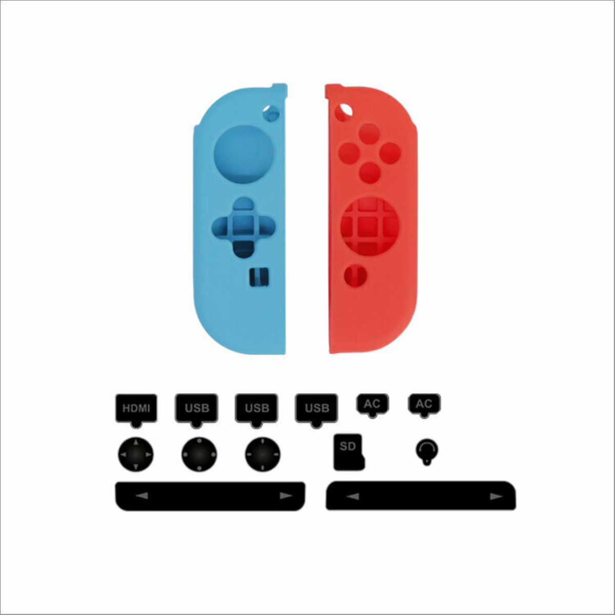 Силиконовые чехлы для Joy con + защитные заглушки от пыли для Nintendo Switch