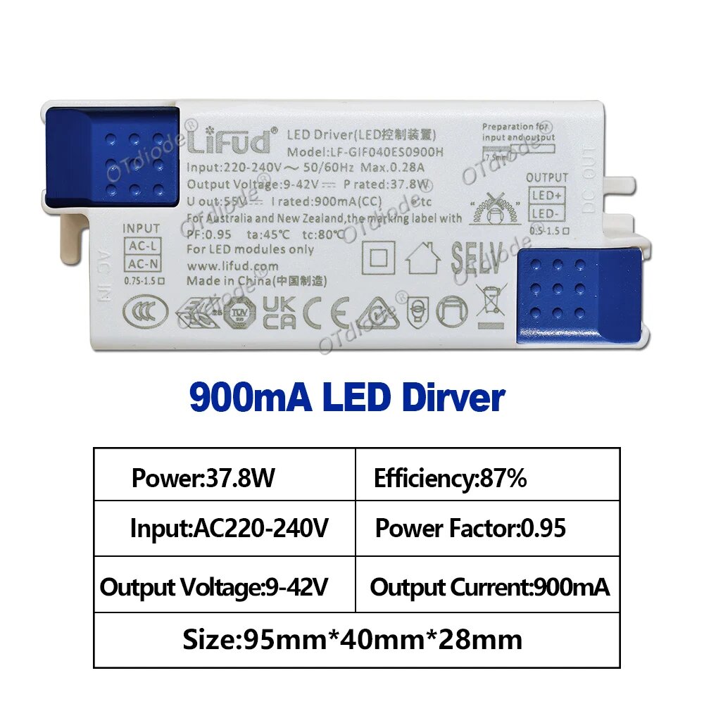 Lifud 900mA LED Driver LF-GIF040ES 37.8W
