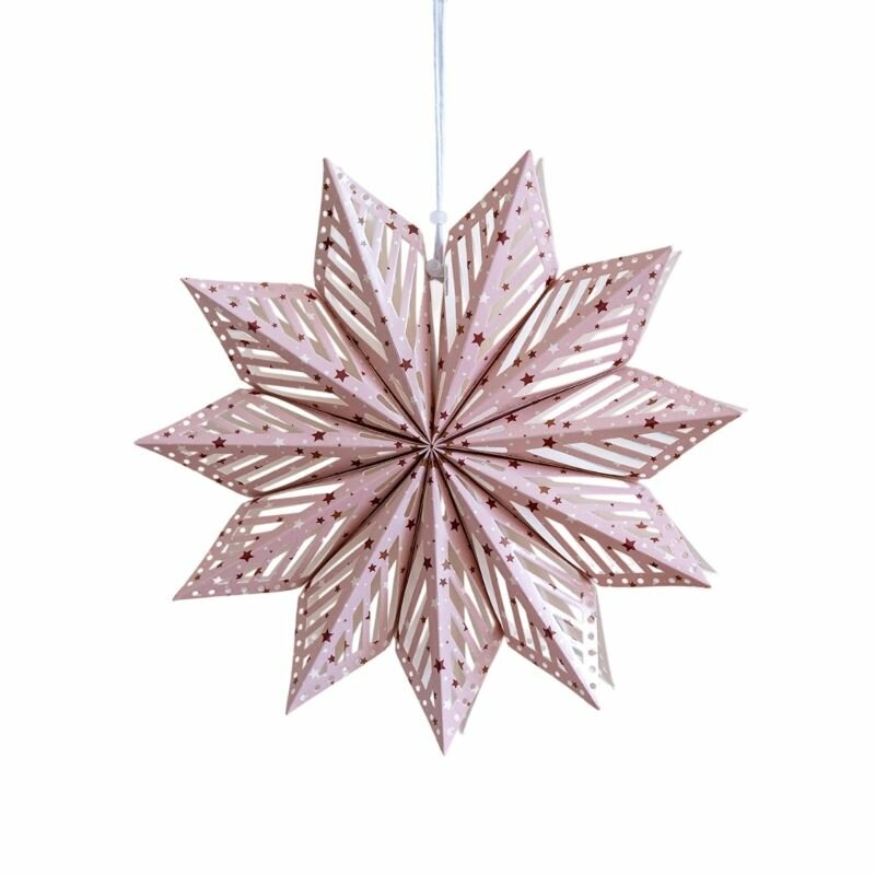 Подвеска в виде объемной снежинки-розовая трехмерная многоугольная звезда длиной 30 см