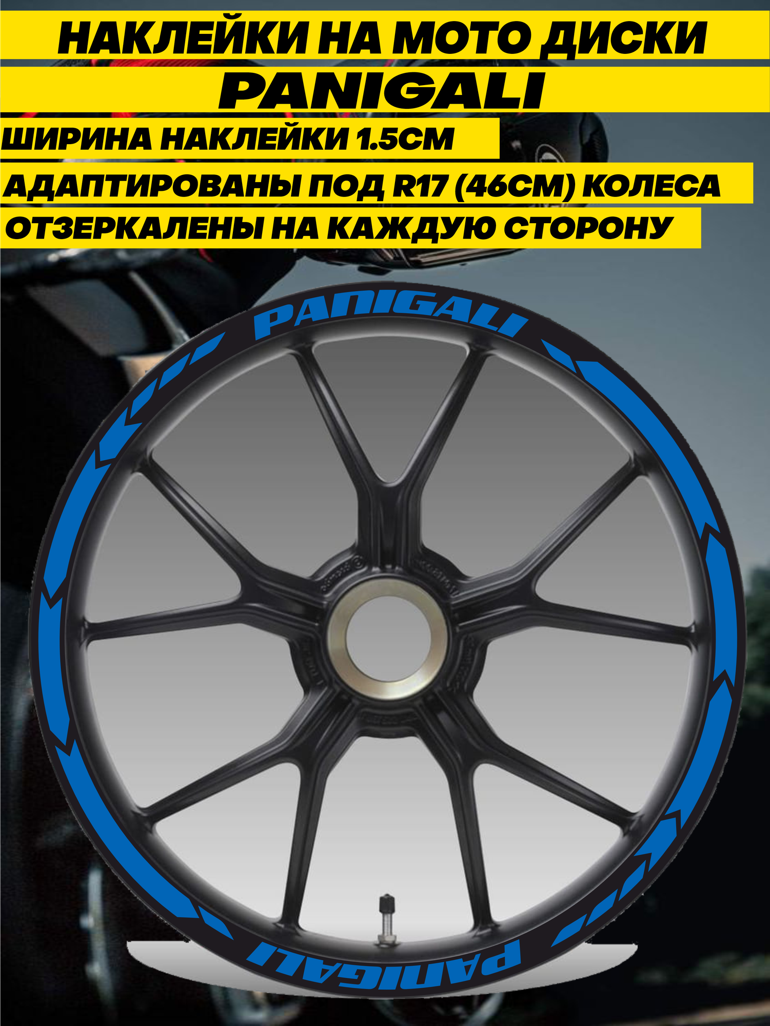 Наклейки на диски колеса мотоцикла PANIGALI R17