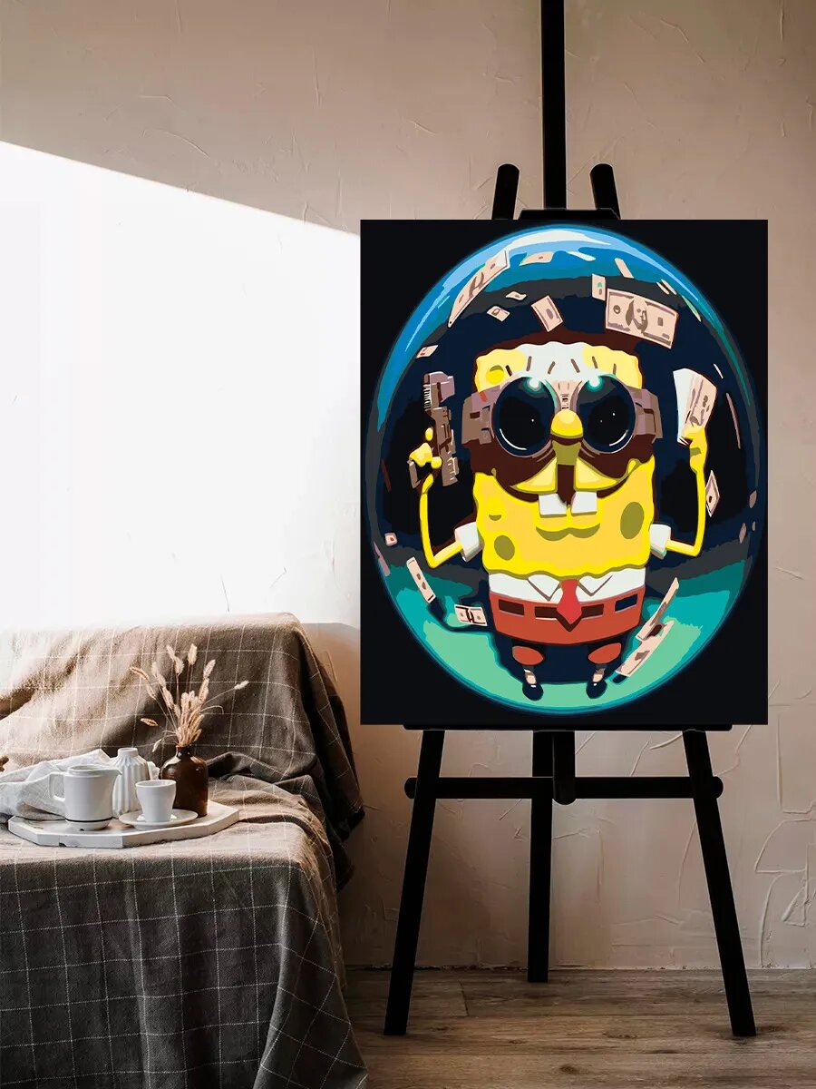 Картина по номерам Тусовные Спанч Боб Оружие Деньги