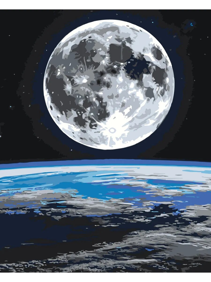 Картина по номерам Космос Луна Земля Планета