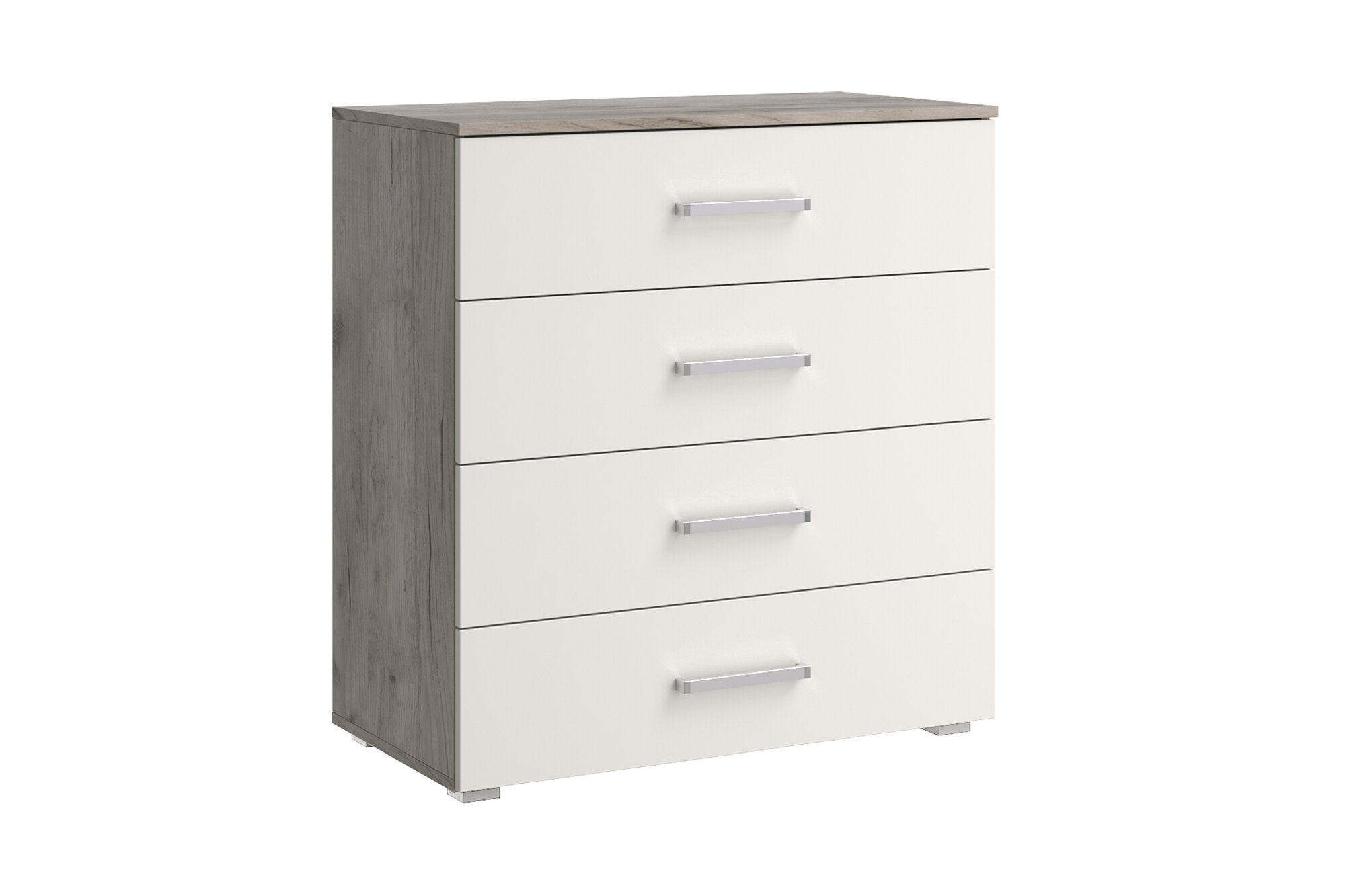 Комод для одежды Нонтон Фиеста New, 80x44x90 см, 4 ящика, дуб крафт серый / кашемир