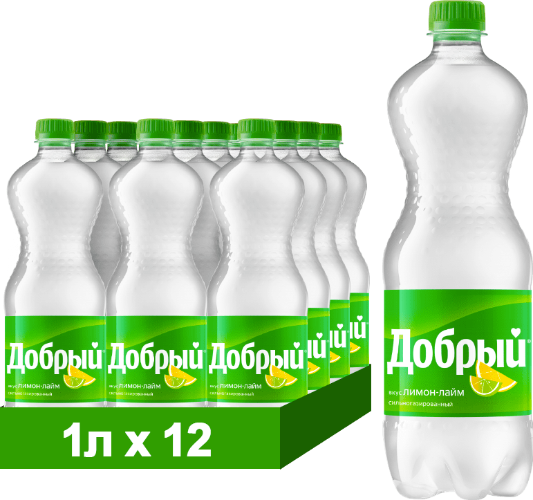 Добрый лимонад 1л.*12шт. Лимон лайм Добрый Напиток газированный Россия