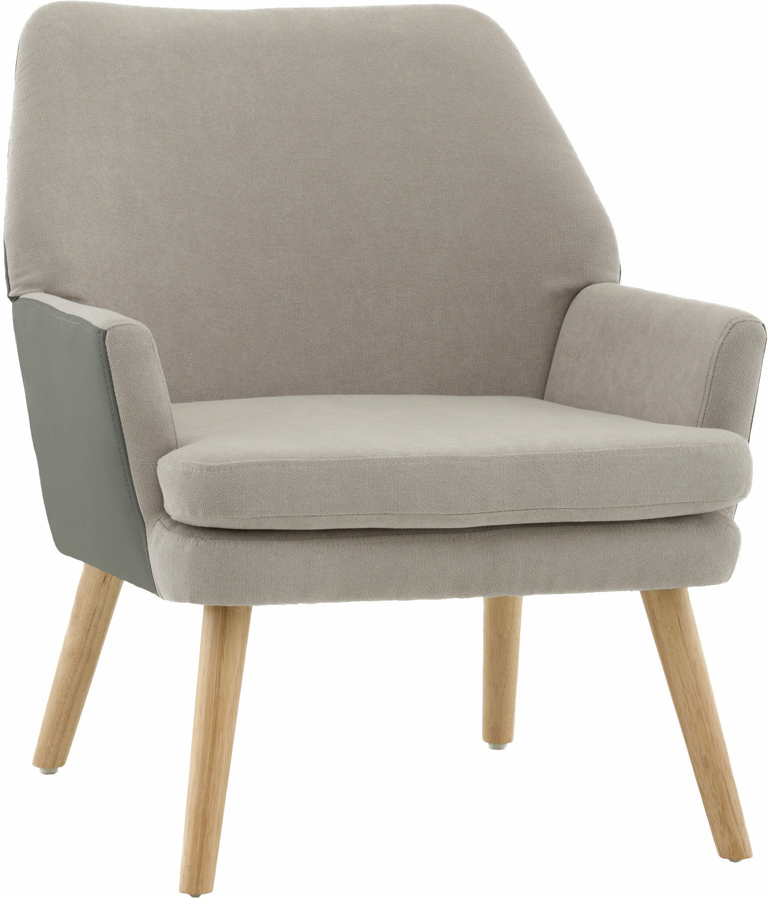 Кресло STOOL GROUP Харви Серый с серой экокожей, деревянные ножки