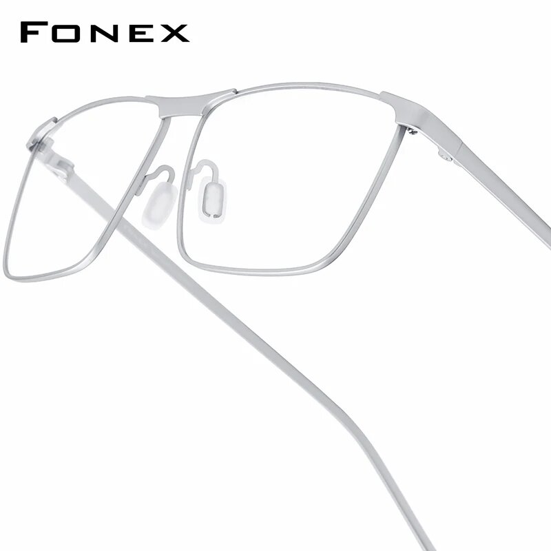 FONEX оправа для очков Matte Silver, белая, квадратная
