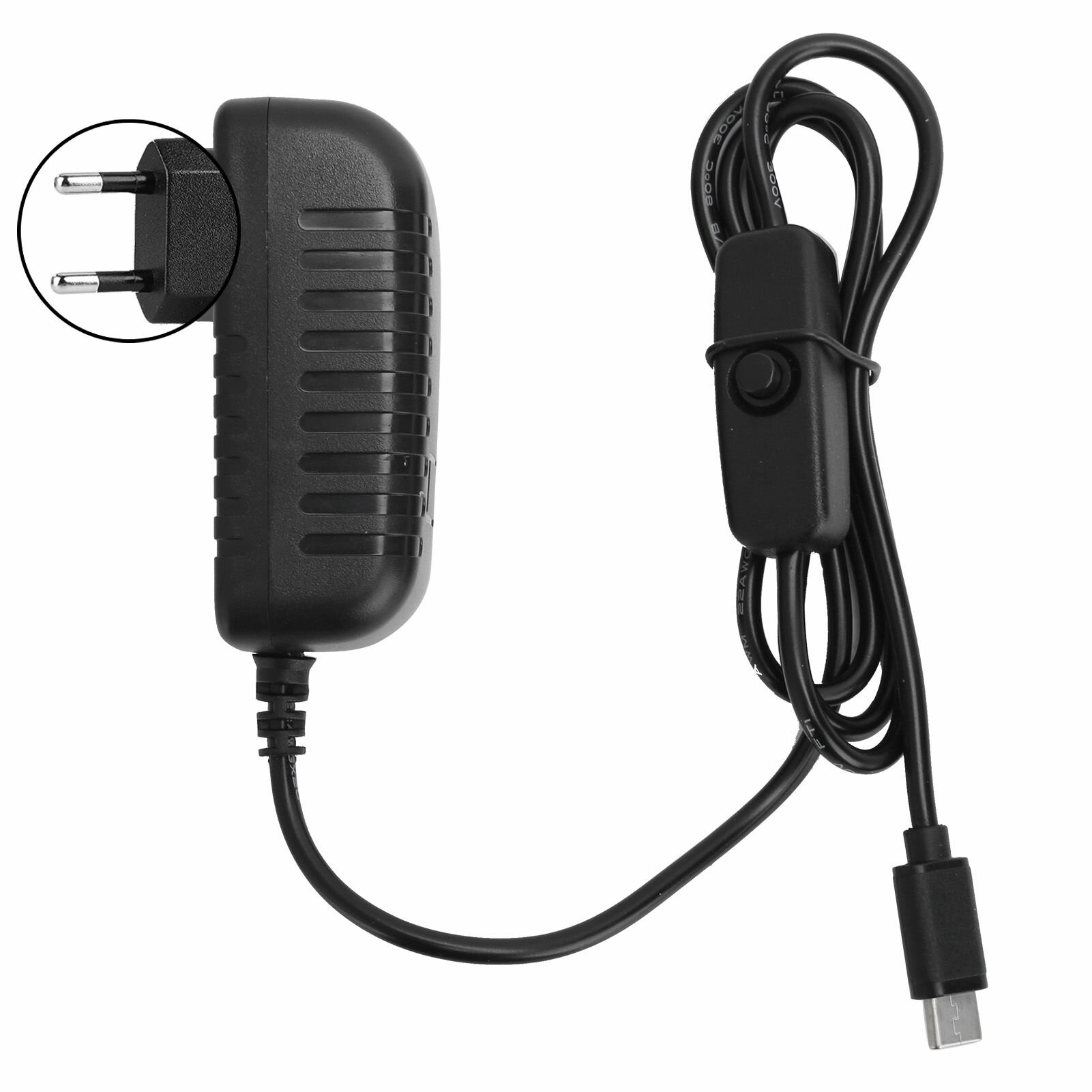 Блок питания для Raspberry Pi 4B, 5 В, 3 А, адаптер питания зарядного устройства TypeC с выключателем 100240 В (вилка европейского стандарта)