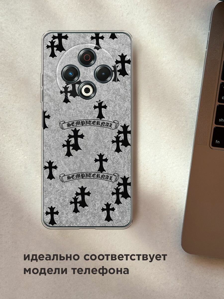 Чехол на Tecno Spark 30 / Текно Спарк 30 с принтом "Кресты паттерн 3" — фото 1