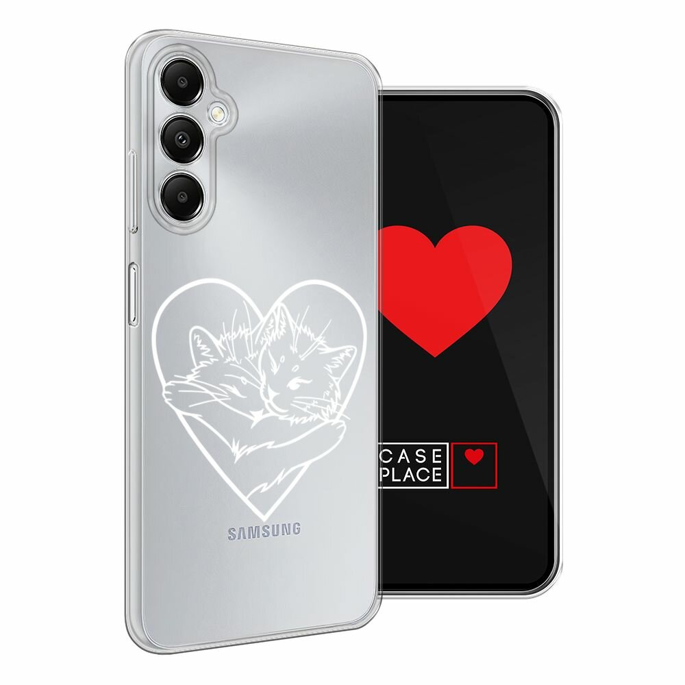 Чехол на Samsung Galaxy A05s / Самсунг Галакси A05s с принтом "Влюблённые котики рисунок 2 - 14 февраля", прозрачный — фото 1