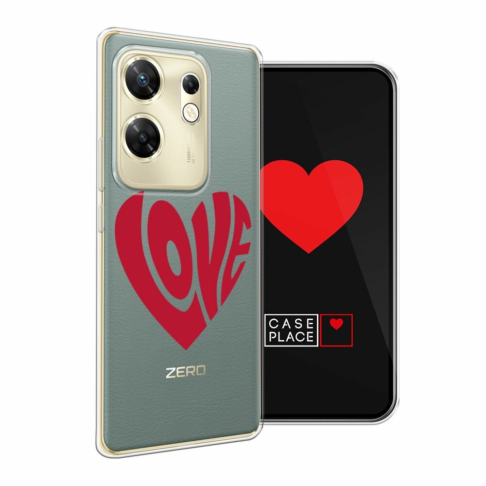 Чехол на Infinix Zero 30 4G / Инфиникс Зеро 30 4G с принтом "Love heart 2 - 14 февраля", прозрачный — фото 1