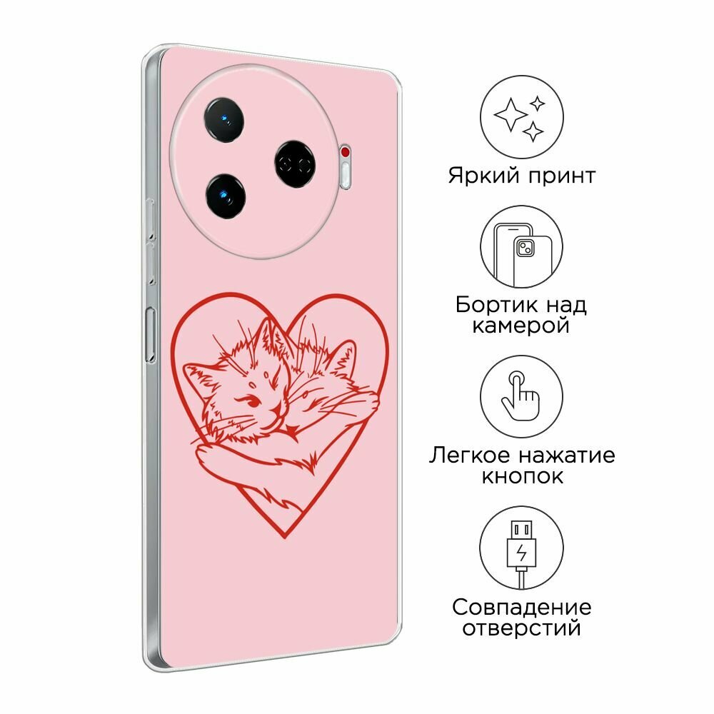 Чехол на Tecno Camon 30 Pro 5G / Текно Камон 30 Про 5G с принтом "Влюблённые котики рисунок 1 - 14 февраля" — фото 1