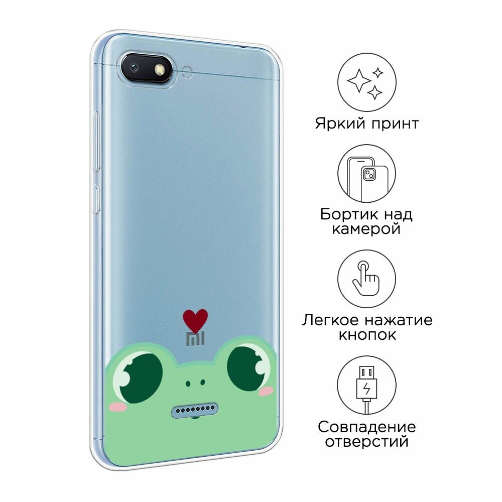 Чехол на Xiaomi Redmi 6A / Сяоми Редми 6А с принтом "Влюблённая лягушка - 14 февраля", прозрачный — фото 1