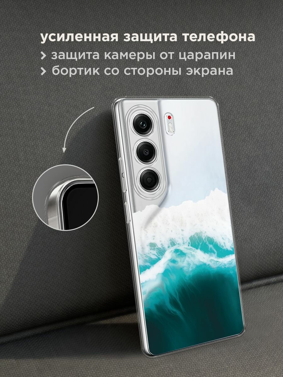 Чехол на Tecno Camon 40 Pro 5G / Текно Камон 40 Про 5G с принтом "Большая волна", прозрачный — фото 1
