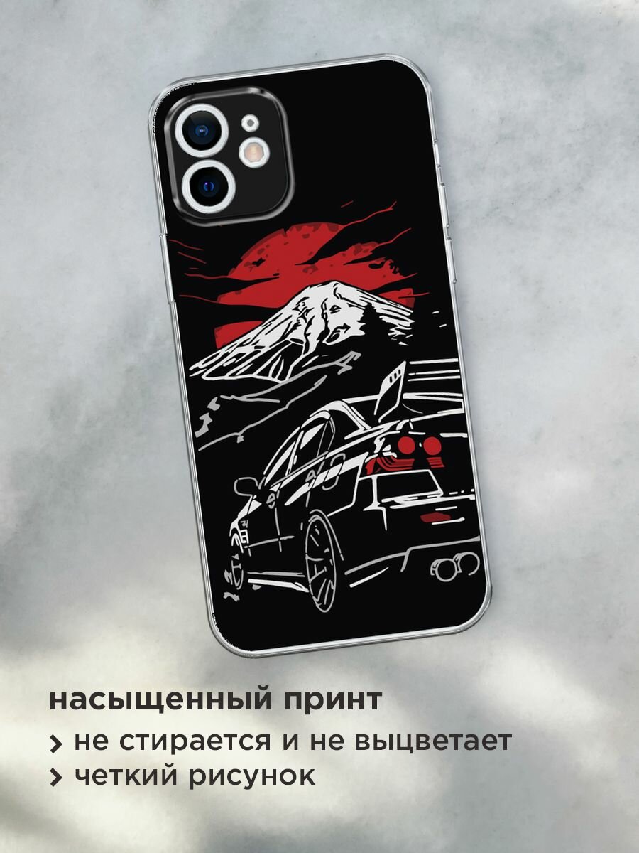 Чехол на Apple iPhone 12 mini / Айфон 12 Мини с принтом "Машина в горах JDM" — фото 1
