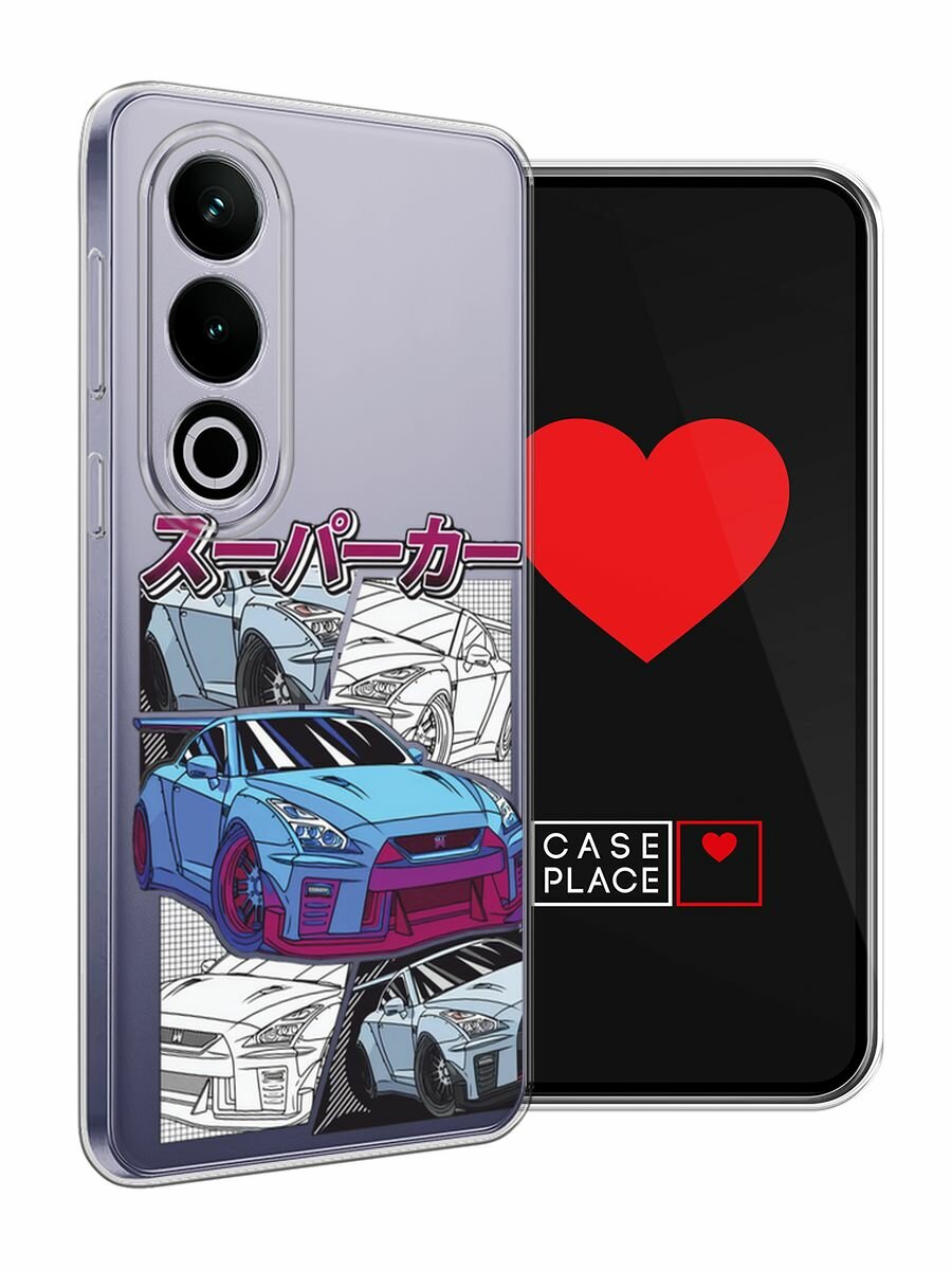 Чехол на Oneplus Ace 3V / Ван Плас Эйс 3V с принтом "JDM коллаж", прозрачный — фото 1