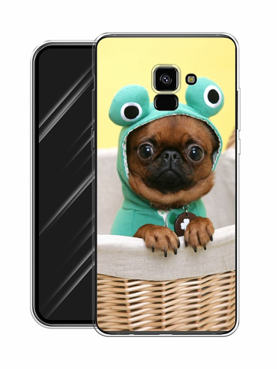 Чехол на Samsung Galaxy A8 + / Самсунг Галакси А8 Плюс 2018 с принтом "Собачка в шапке лягушки" — фото 1