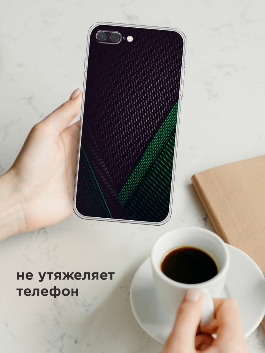 Чехол на Apple iPhone 7 Plus / Айфон 7 Плюс с принтом "Зеленый карбон" — фото 1