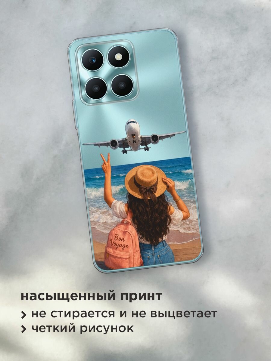 Чехол на Honor X6A / Хонор X6A с принтом "Bon Voyage", прозрачный — фото 1