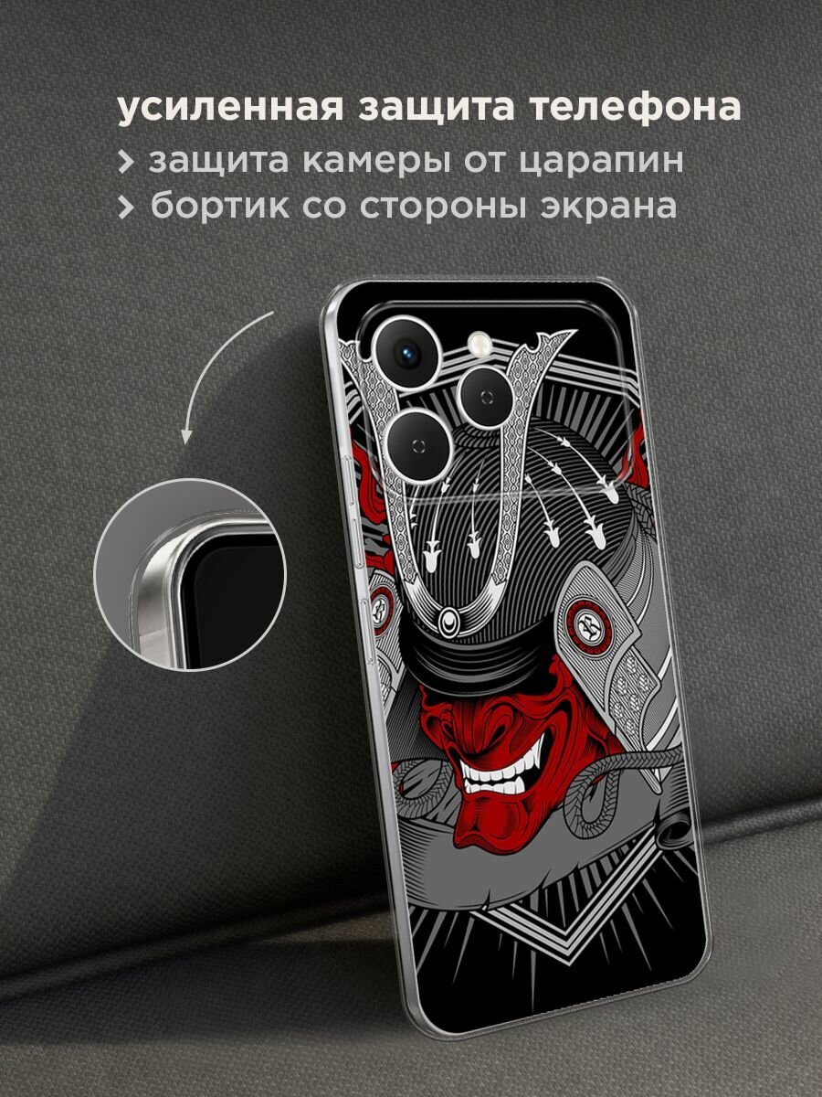 Чехол на Tecno Spark 40 / Текно Спарк 40 с принтом "Красная маска самурая" — фото 1