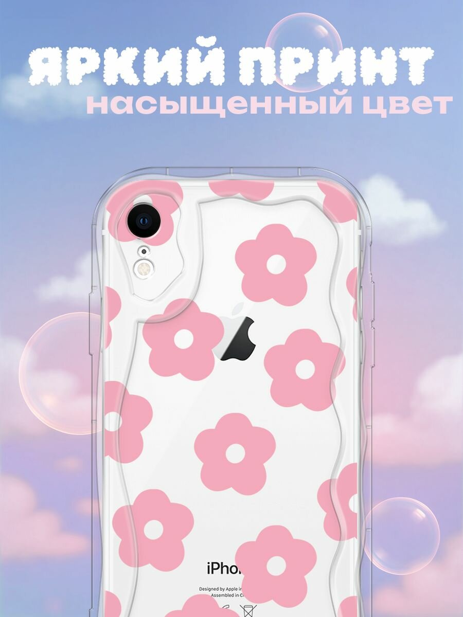 Чехол на Apple iPhone XR / Айфон XR с принтом "Цветы розовые паттерн" — фото 1