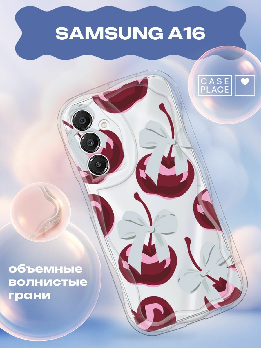 Чехол на Samsung Galaxy A16 / Самсунг А16 с принтом "Вишни с бантами"